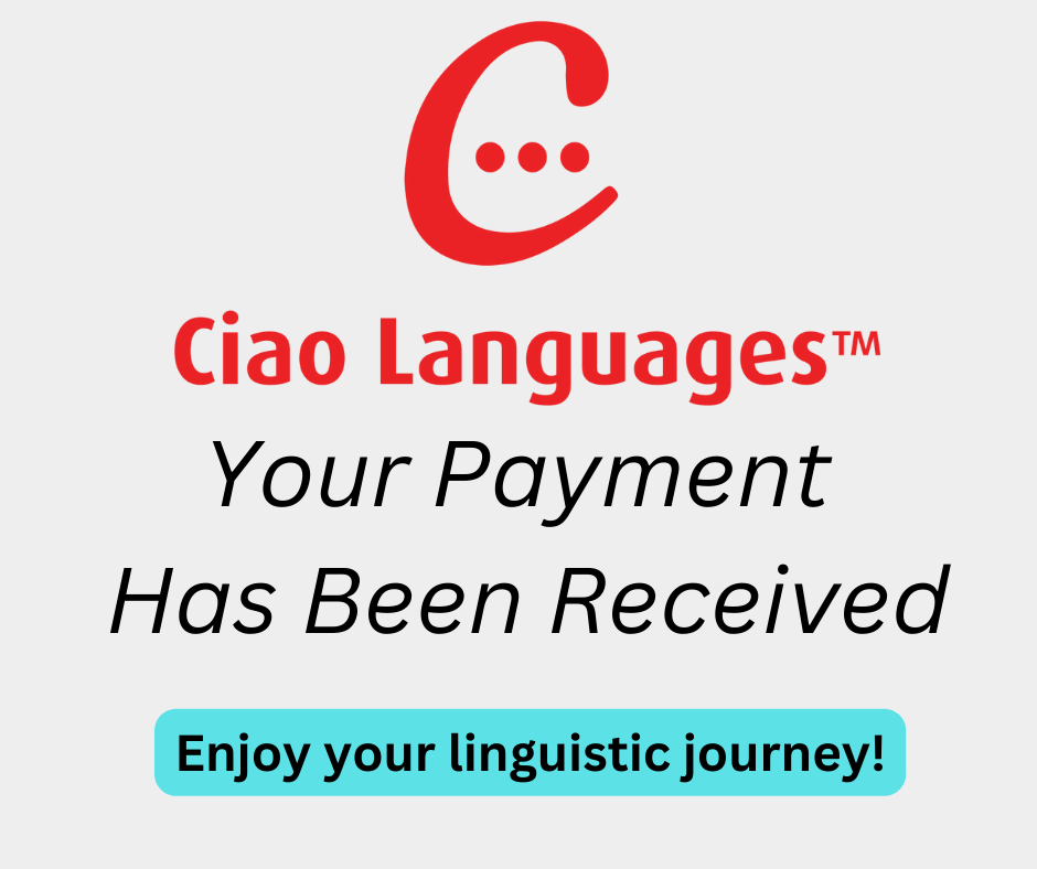 Thank you for your payment - Ciao Languages